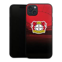 DeinDesign iPhone 15 Plus Handy Premium Silikon H&uuml;lle Handyh&uuml;lle schwarz Case Bayer 04 Leverkusen Official Licensed Product Stadium Silikon Premium Case