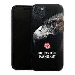 DeinDesign iPhone 15 Plus Handy Premium Silikon H&uuml;lle Handyh&uuml;lle schwarz Case European Cup Official Licensed Product Eintracht Frankfurt Silikon Premium Case