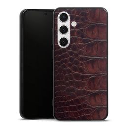 DeinDesign Galaxy S24 Handy Silikon H&uuml;lle Case schwarz Handyh&uuml;lle Leather Crocodile Animal Print