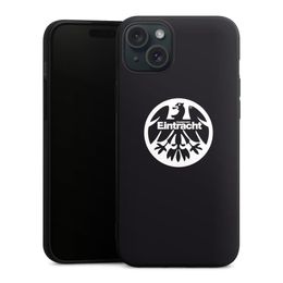 DeinDesign iPhone 15 Plus Handy Premium Silikon H&uuml;lle Handyh&uuml;lle schwarz Case Logo Eintracht Frankfurt Eagle Silikon Premium Case