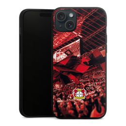 DeinDesign iPhone 15 Plus Handy Premium Silikon H&uuml;lle Handyh&uuml;lle schwarz Case Merchandise Official Licensed Product Bayer 04 Leverkusen Silikon Premium Case