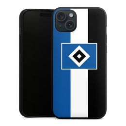 DeinDesign iPhone 15 Plus Handy Premium Silikon H&uuml;lle Handyh&uuml;lle schwarz Case Stripes Hamburger Sv Hsv Silikon Premium Case
