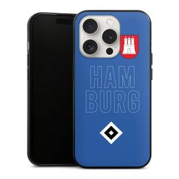 DeinDesign iPhone 15 Pro Handy Slim Case extra d&uuml;nn Silikon Handyh&uuml;lle schwarz H&uuml;lle Official Licensed Product Hamburg Hamburger Sv Silikon Slim Case