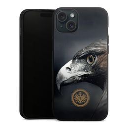 DeinDesign iPhone 15 Plus Handy Premium Silikon H&uuml;lle Handyh&uuml;lle schwarz Case Eintracht Frankfurt Eagle Official Licensed Product Silikon Premium Case