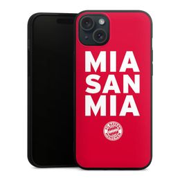 DeinDesign iPhone 15 Plus Handy Premium Silikon H&uuml;lle Handyh&uuml;lle schwarz Case Fcb Mia San Mia Fc Bayern M&uuml;nchen Silikon Premium Case