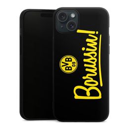 DeinDesign iPhone 15 Plus Handy Premium Silikon H&uuml;lle Handyh&uuml;lle schwarz Case Borussia Dortmund Bvb Soccer Silikon Premium Case