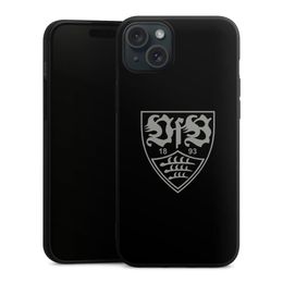 DeinDesign iPhone 15 Plus Handy Premium Silikon H&uuml;lle Handyh&uuml;lle schwarz Case Official Licensed Product Vfb Stuttgart Logo Silikon Premium Case