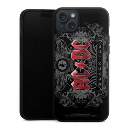 DeinDesign iPhone 15 Plus Handy Premium Silikon H&uuml;lle Handyh&uuml;lle schwarz Case Merchandise Black Ice Acdc Silikon Premium Case