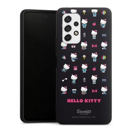 DeinDesign Galaxy A53 5G Handy Premium Silikon H&uuml;lle Handyh&uuml;lle schwarz Case Kindheit Merchandise Hello Kitty Silikon Premium Case