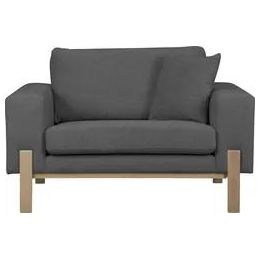 Loveseat OTTO products "Hanne Sessel mit Holzrahmen" Gr. Samtoptik recycelt, B/H/T: 128 cm x 86 cm x 88 cm, grau (anthrazit) Sofas Verschiedene Bezugsqualitäten: Baumwolle, recyceltes Polyester