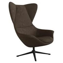 Ohrensessel FLEXLUX "Stilo Relaxsessel, TV-Sessel" Sessel Gr. Lederoptik, B/H/T: 90cm x 115cm x 88cm, braun (camel brown) Solitär, Stil-Ikone, drehbar, Fuß schwarz