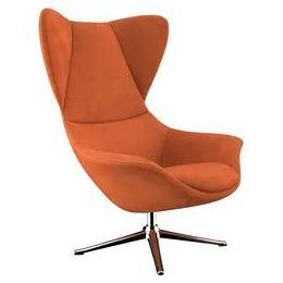 Ohrensessel FLEXLUX "Stilo Relaxsessel, TV-Sessel" Sessel Gr. Struktur, B/H/T: 90cm x 115cm x 88cm, orange (burned orange) Solitär, Stil-Ikone, drehbar, Fuß Aluminium