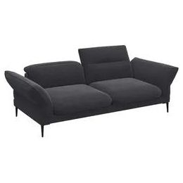 2,5-Sitzer FLEXLUX "Salino, Funktionssofa, Relaxsofa" Sofas Gr. B/H/T: 215cm x 88cm x 105cm, Struktur, grau (charcoal grey) Sofa mit Arm- und Kopfteil-Verstellungen, Kaltschaum & Stahl-Wellen