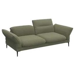 2,5-Sitzer FLEXLUX "Salino, Funktionssofa, Relaxsofa" Sofas Gr. B/H/T: 215cm x 88cm x 105cm, Chenille-Struktur, grün (moss) Sofa mit Arm- und Kopfteil-Verstellungen, Kaltschaum & Stahl-Wellen