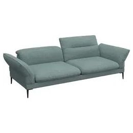 3-Sitzer FLEXLUX "Salino, Funktionssofa, Relaxsofa" Sofas Gr. B/H/T: 248cm x 88cm x 105cm, Boucle, blau (sky blau) Sofa mit Arm- und Kopfteil-Verstellungen, Kaltschaum & Stahl-Wellen