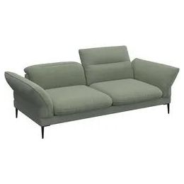 2,5-Sitzer FLEXLUX "Salino, Funktionssofa, Relaxsofa" Sofas Gr. B/H/T: 215cm x 88cm x 105cm, Chenille-Struktur, grün (olive) Sofa mit Arm- und Kopfteil-Verstellungen, Kaltschaum & Stahl-Wellen