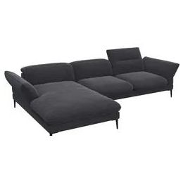 Ecksofa FLEXLUX "Salino, Funktionssofa mit Recamiere, Relaxsofa, Ecksofa" Sofas Gr. B/H/T: 307cm x 88cm x 182cm, Struktur, Chaiselongue links, grau (charcoal grey) Sofa mit Arm- und Kopfteil-Verstellungen, Kaltschaum & Stahl-Wellen