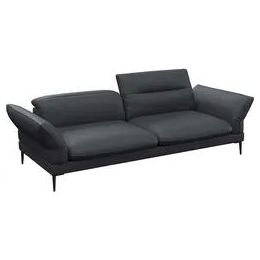 3-Sitzer FLEXLUX "Salino, Funktionssofa, Relaxsofa" Sofas Gr. B/H/T: 248cm x 88cm x 105cm, Echtleder, schwarz (deep black) Sofa mit Arm- und Kopfteil-Verstellungen, Kaltschaum & Stahl-Wellen