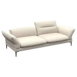 3-Sitzer FLEXLUX "Salino, Funktionssofa, Relaxsofa" Sofas Gr. B/H/T: 248cm x 88cm x 105cm, Echtleder, weiß (warm white) Sofa mit Arm- und Kopfteil-Verstellungen, Kaltschaum & Stahl-Wellen