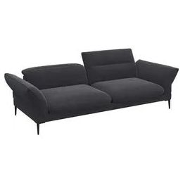 3-Sitzer FLEXLUX "Salino, Funktionssofa, Relaxsofa" Sofas Gr. B/H/T: 248cm x 88cm x 105cm, Struktur, grau (charcoal grey) Sofa mit Arm- und Kopfteil-Verstellungen, Kaltschaum & Stahl-Wellen