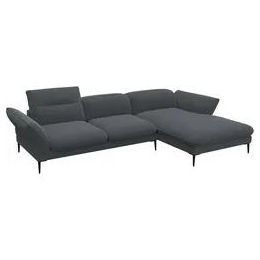 Ecksofa FLEXLUX "Salino, Funktionssofa mit Recamiere, Relaxsofa, Ecksofa" Sofas Gr. B/H/T: 307cm x 88cm x 182cm, Chenille-Struktur, Chaiselongue rechts, grau (anthrazit) Sofa mit Arm- und Kopfteil-Verstellungen, Kaltschaum & Stahl-Wellen