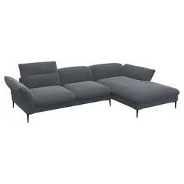 Ecksofa FLEXLUX "Salino, Funktionssofa mit Recamiere, Relaxsofa, Ecksofa" Sofas Gr. B/H/T: 307cm x 88cm x 182cm, Struktur, Chaiselongue rechts, grau (thunder grey) Sofa mit Arm- und Kopfteil-Verstellungen, Kaltschaum & Stahl-Wellen