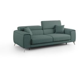 Fusion Sofa mit Schiebesitzen aus abwaschbarem Stoff T05 215 cm grün - verde