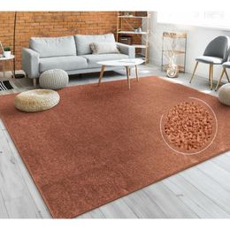 Paco Home Teppich Wohnzimmer Kurzflor Schlafzimmer Modernes Einfarbiges Muster Braun Rot 160x220 cm