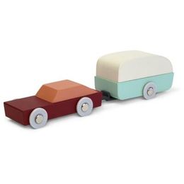 Holzauto mit Wohnwagen
