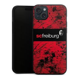 DeinDesign iPhone 15 Plus Handy Premium Silikon H&uuml;lle Handyh&uuml;lle schwarz Case Official Licensed Product Sc Freiburg Logo Silikon Premium Case