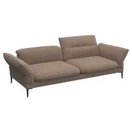 3-Sitzer FLEXLUX "Salino, Funktionssofa, Relaxsofa", braun (hazel), B:248cm H:88cm T:105cm, 100% Polyester, Sofas, Sofa mit Arm- und Kopfteil-Verstellungen, Kaltschaum & Stahl-Wellen