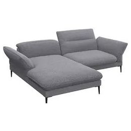 Ecksofa FLEXLUX "Salino, Funktionssofa mit Recamiere, Relaxsofa, Ecksofa" Sofas Gr. B/H/T: 245cm x 88cm x 182cm, Chenille-Struktur, Recamiere links, grau (steel) Sofa mit Arm- und Kopfteil-Verstellungen, Kaltschaum & Stahl-Wellen