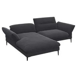 Ecksofa FLEXLUX "Salino, Funktionssofa mit Recamiere, Relaxsofa, Ecksofa" Sofas Gr. B/H/T: 245cm x 88cm x 182cm, Struktur, Recamiere links, grau (charcoal grey) Sofa mit Arm- und Kopfteil-Verstellungen, Kaltschaum & Stahl-Wellen