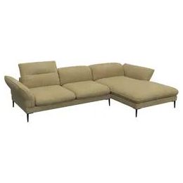 Ecksofa FLEXLUX "Salino, Funktionssofa mit Recamiere, Relaxsofa, Ecksofa" Sofas Gr. B/H/T: 307cm x 88cm x 182cm, Boucle, Chaiselongue rechts, gelb (mustard gelb) Sofa mit Arm- und Kopfteil-Verstellungen, Kaltschaum & Stahl-Wellen