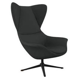 Ohrensessel FLEXLUX "Stilo Relaxsessel, TV-Sessel" Sessel Gr. Chenille, B/H/T: 90cm x 115cm x 88cm, grau (dervit grey) Solitär, Stil-Ikone, drehbar, Fuß schwarz