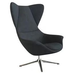 Ohrensessel FLEXLUX "Stilo Relaxsessel, TV-Sessel" Sessel Gr. Lederoptik, B/H/T: 90cm x 115cm x 88cm, grau (elephant grey) Solitär, Stil-Ikone, drehbar, Fuß Aluminium