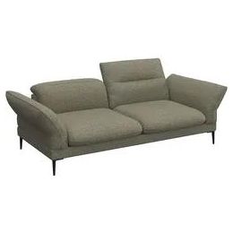 2,5-Sitzer FLEXLUX "Salino, Funktionssofa, Relaxsofa" Sofas Gr. B/H/T: 215cm x 88cm x 105cm, Boucle, grün (fall green) Sofa mit Arm- und Kopfteil-Verstellungen, Kaltschaum & Stahl-Wellen