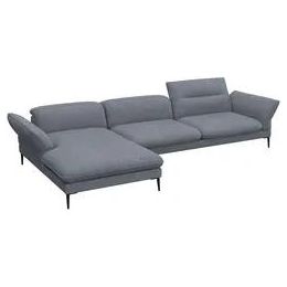 Ecksofa FLEXLUX "Salino, Funktionssofa mit Recamiere, Relaxsofa, Ecksofa" Sofas Gr. B/H/T: 340cm x 88cm x 182cm, Boucle, Chaiselongue links, blau (navy blau) Sofa mit Arm- und Kopfteil-Verstellungen, Kaltschaum & Stahl-Wellen