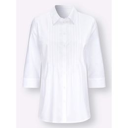 WITT Damen Longbluse mit Biesenverzierung, wei&szlig;, Gr&ouml;&szlig;e 48