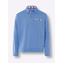 WITT Herren Langarm-Poloshirt, mittelblau, Gr&ouml;&szlig;e 52/54