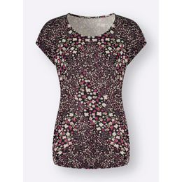 WITT Damen Shirt im Millefleurs-Dessin, schwarz-hortensie-bedruckt, Gr&ouml;&szlig;e 38