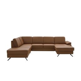 meinSofa Wohnlandschaft mit Sitz- und Rückenbezug aus Leder Kathi ¦ braun ¦ Maße (cm): B: 309 H: 86 T: 235