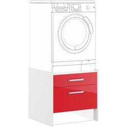 Waschmaschinenumbauschrank IMPULS KÜCHEN ""Turin", Breite/Höhe: 64/61,5 cm, mit Soft-Close", rot (rot hochglanz), B:64cm H:61,5cm T:68,5cm, Holzwerkstoff, Schränke, mit Schubkasten, mit Auszug, mit Auflagen für Wäschekorb