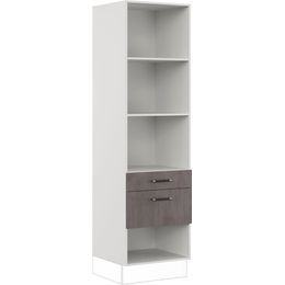 Seitenschrank IMPULS KÜCHEN ""Prag", Breite/Höhe: 60/205,1 cm, mit Soft-Close" Schränke Gr. B/H/T: 60 cm x 205,1 cm x 57,6 cm, grau (beton, optik schiefer dunkelgrau) Seitenschränke vormontiert, mit Schubkasten, Auszug, verstellbaren Fachböden