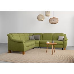 Ecksofa Home Affaire "Caldera L-Form", gr&uuml;n, B:270cm T:250cm, 100% Polyester, Sofas, Ecksofa, Federkern, wahlweise mit Kopfteilverstellung, Bettfunktion, Bettkasten