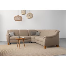 Ecksofa Home Affaire "Caldera L-Form", grau (taupe), B:270cm T:250cm, 98% Polyester 2% Polyamid, Sofas, Ecksofa, Federkern, wahlweise mit Kopfteilverstellung, Bettfunktion, Bettkasten