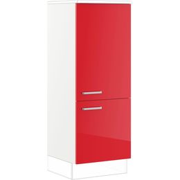 Kühlumbauschrank IMPULS KÜCHEN ""Turin", Breite/Höhe: 60/147,5 cm", rot (rot hochglanz), B:60cm H:147,5cm T:57,9cm, Holzwerkstoff, Schränke, vormontiert, mit Drehtüren, mit verstellbarem Fachboden