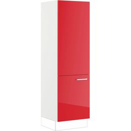 Seitenschrank IMPULS KÜCHEN ""Turin", Breite/Höhe: 60/190,7 cm, mit Kleiderstange" Schränke Gr. B/H/T: 60 cm x 190,7 cm x 57,9 cm, links, 1 St., rot (rot hochglanz) Seitenschränke vormontiert, mit Drehtür, Innenschubkästen