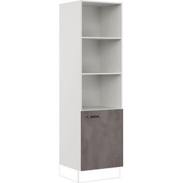 Seitenschrank IMPULS KÜCHEN ""Prag", Breite/Höhe: 60/205,1 cm" Schränke Gr. B/H/T: 60 cm x 205,1 cm x 57,6 cm, rechts, 1 St., grau (beton, optik schiefer dunkelgrau) vormontiert, mit Drehtür, verstellbaren Fachböden