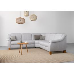 Ecksofa Home Affaire "Caldera L-Form", silber, B:270cm T:250cm, 100% Polyester, Sofas, Ecksofa, Federkern, wahlweise mit Kopfteilverstellung, Bettfunktion, Bettkasten